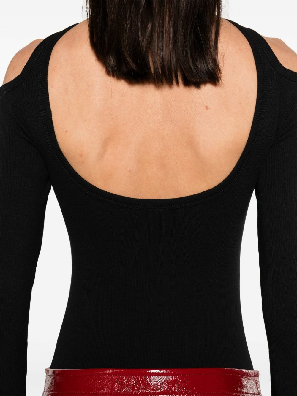 Courrèges Black Hyperbole 90's Fine-Ribbed Bodysuit Courreges