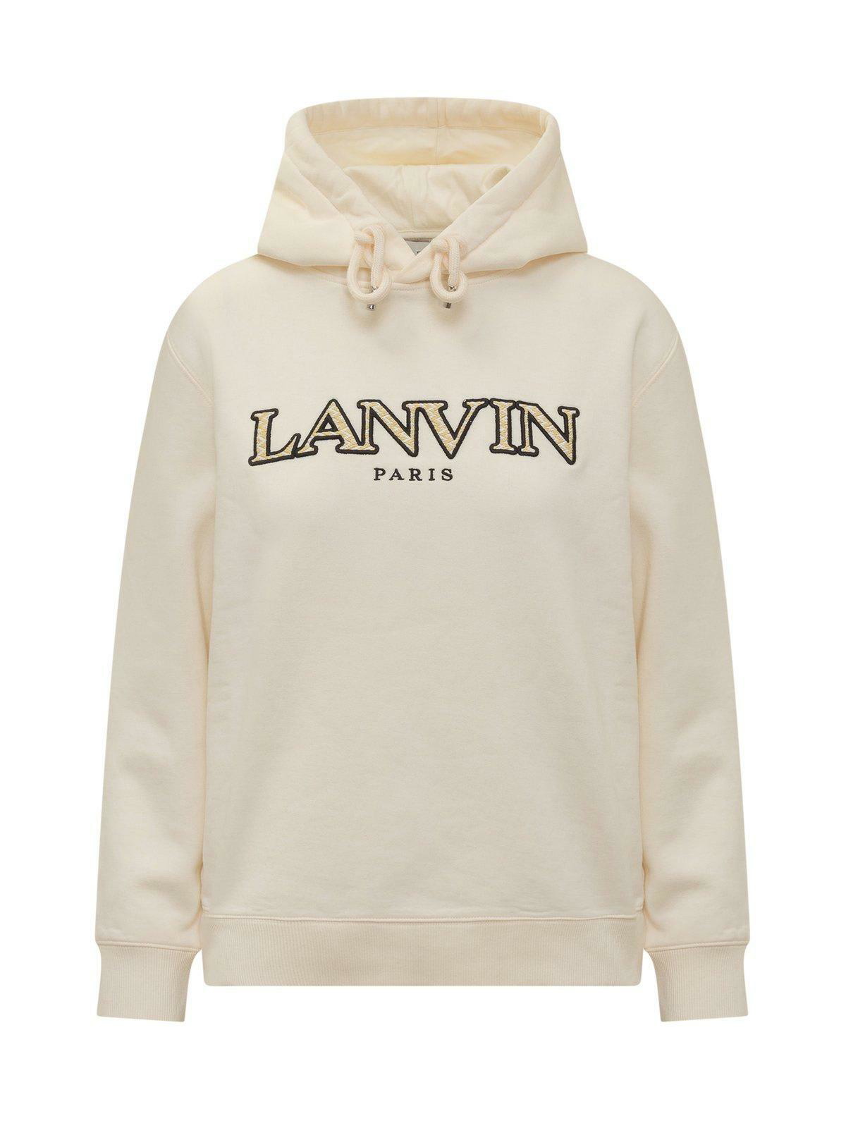 Lanvin Logo Embroidered Drawstring Hoodie Lanvin