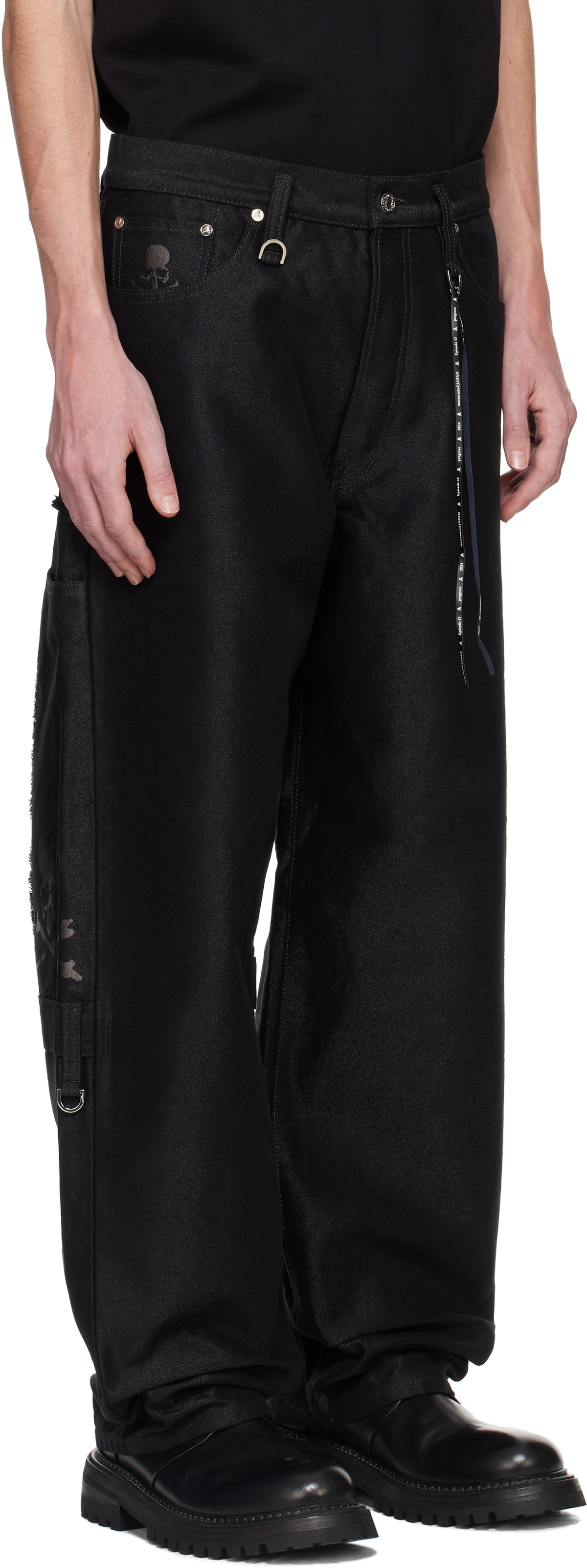 mastermind JAPAN Black Puzzle Wide Straight Fit Jeans mastermind JAPAN