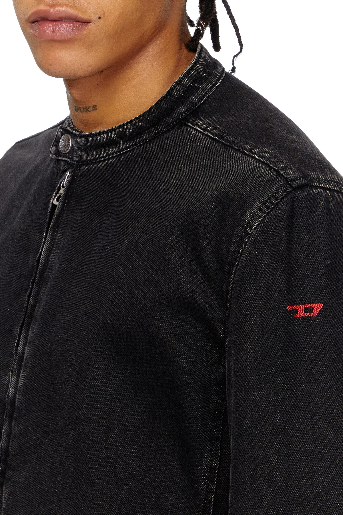 Diesel Moto jacket in clean-wash denim - Denim Jackets Mens in Black Diesel