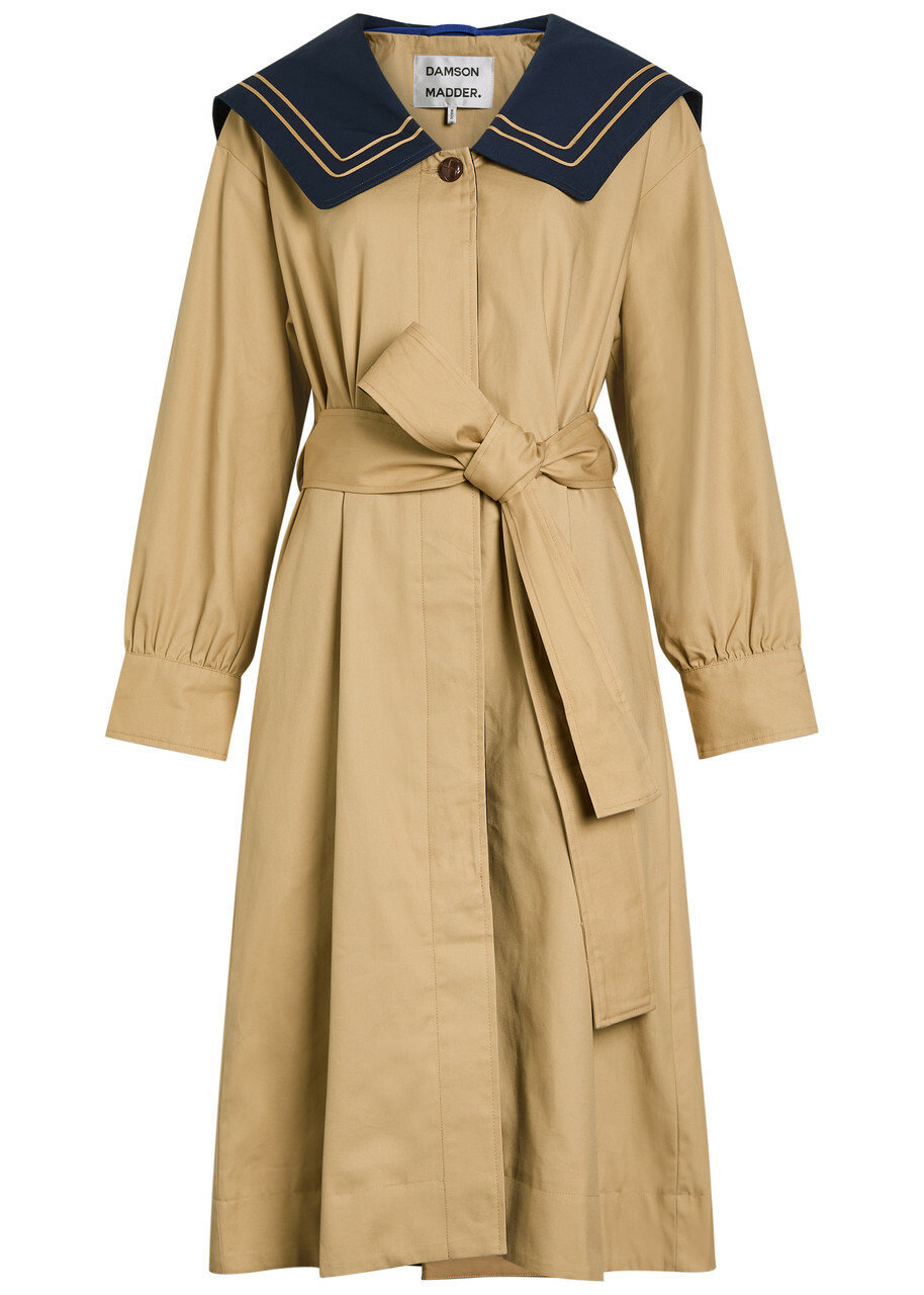 Damson Madder Ella Belted Cotton Trench Coat Tan Damson Madder
