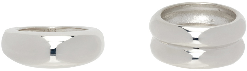 AGMES Silver Domed Ridge Ring Set AGMES