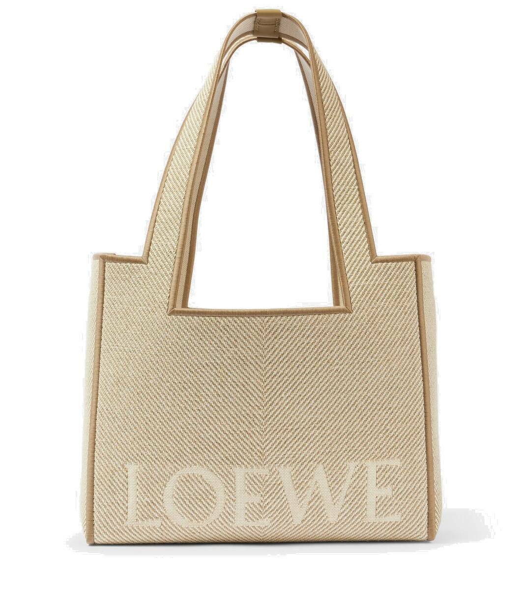 Loewe Logo Medium leather-trimmed canvas tote bag Loewe