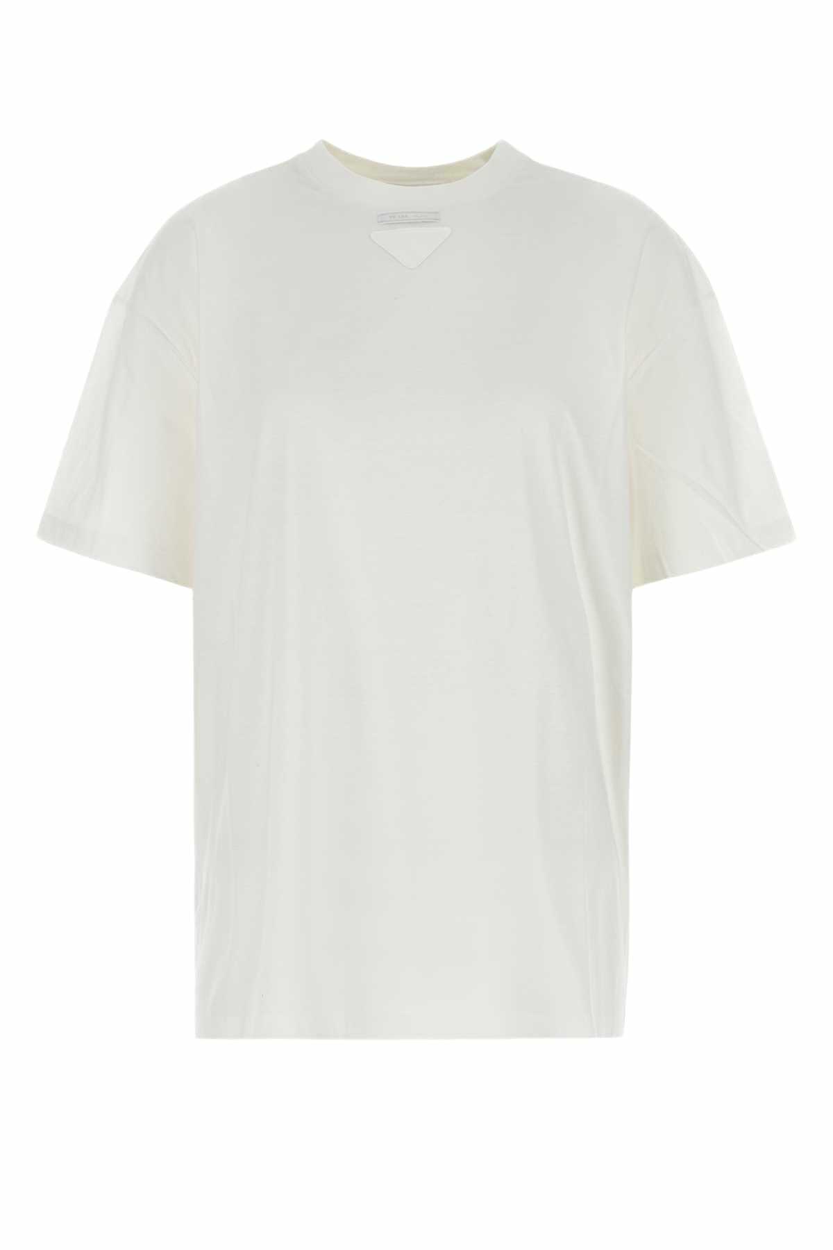 Prada White Cotton Oversize T-shirt Prada