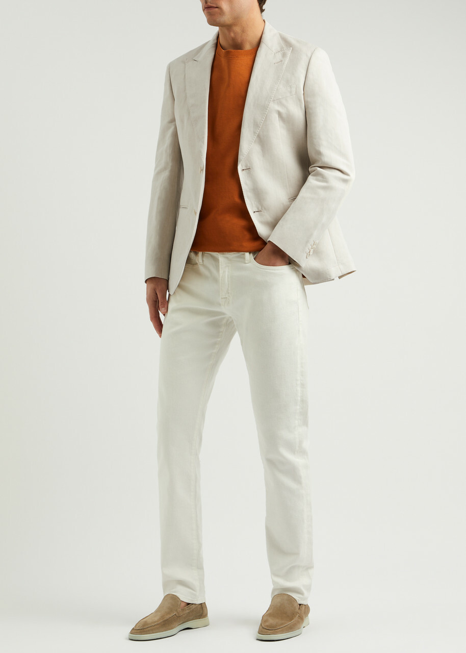 Boss Linen-blend Blazer Beige BOSS