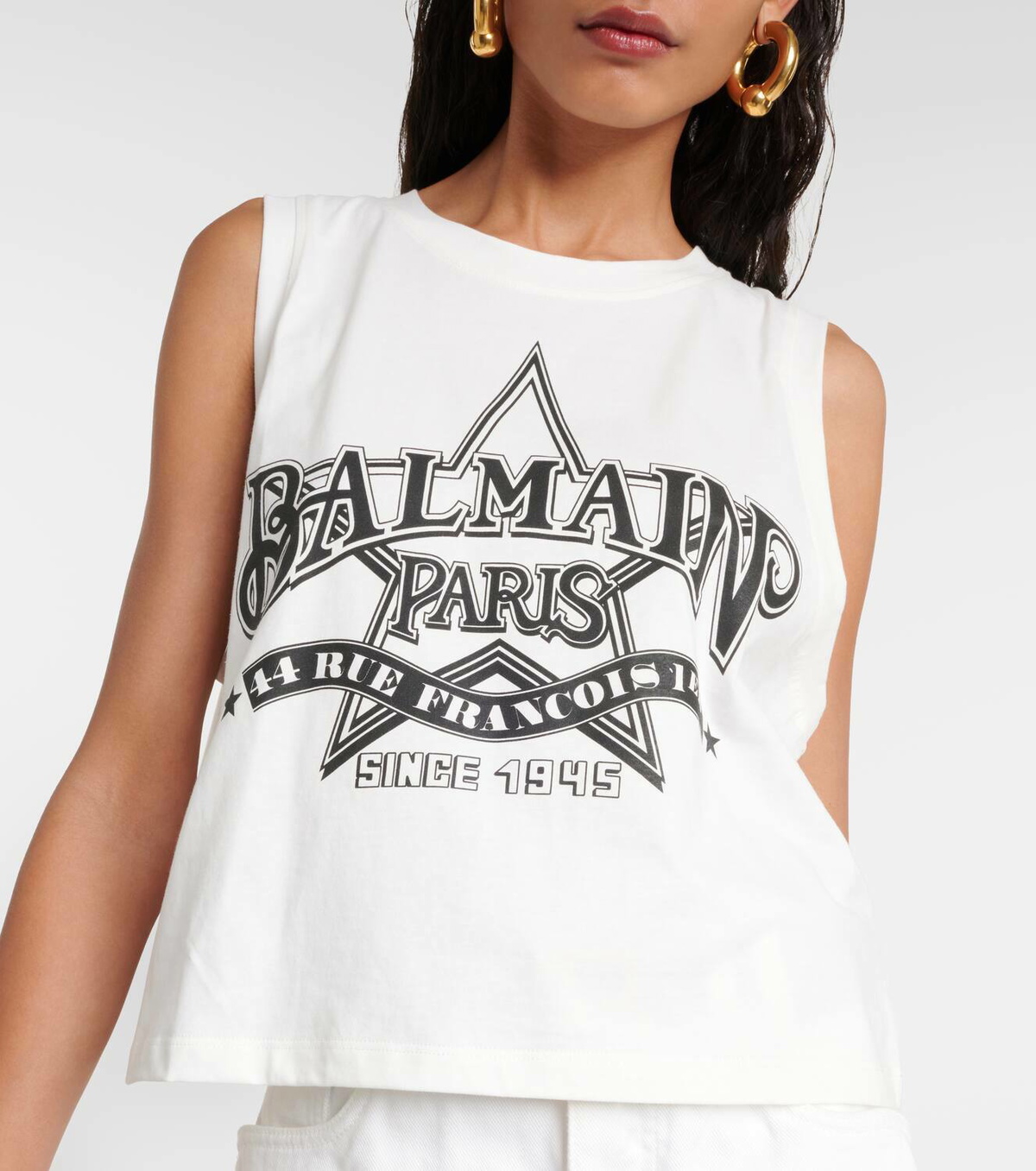 Balmain Logo cotton jersey crop top Balmain