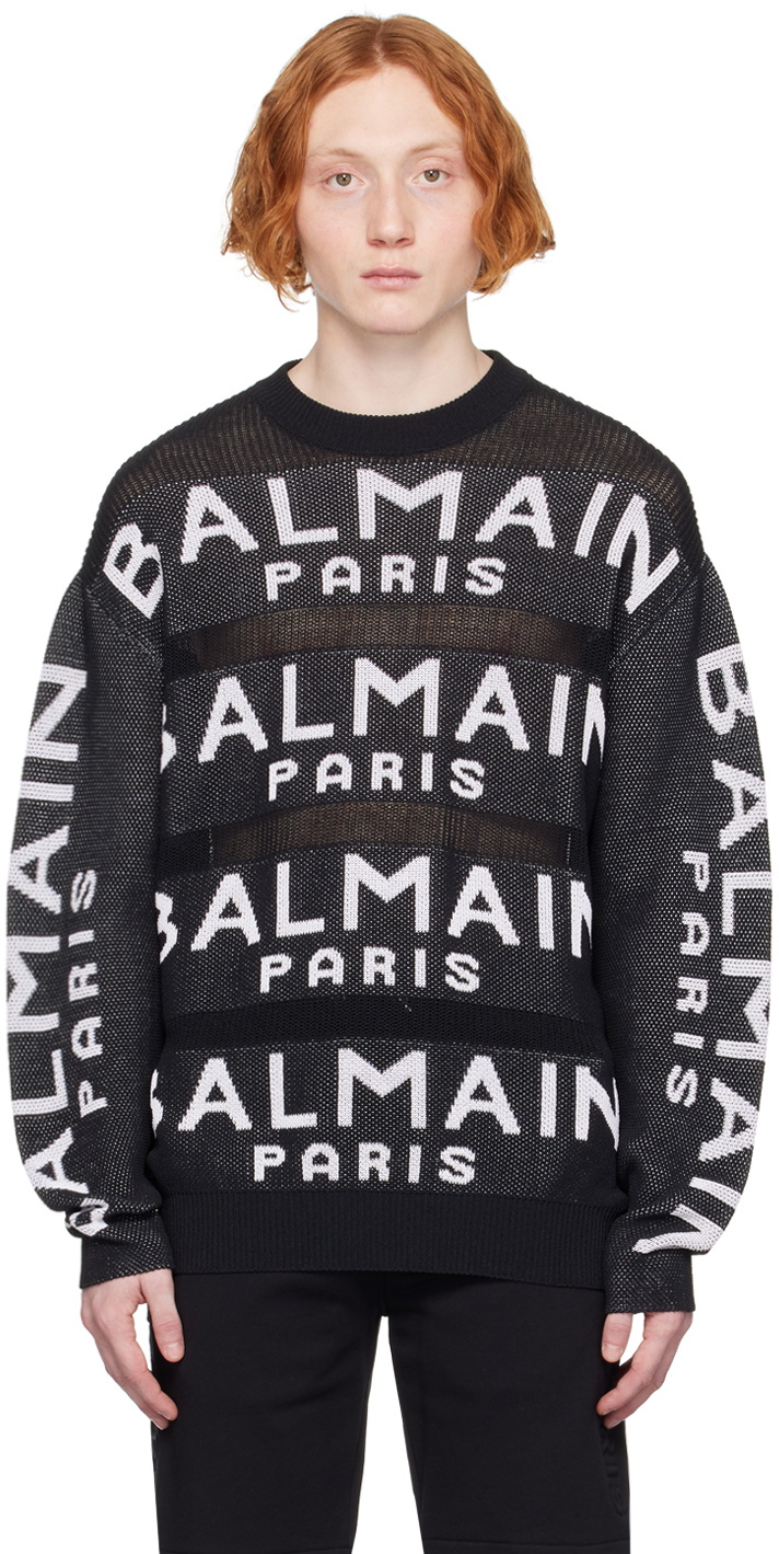 Balmain Black & White Jacquard Sweater Balmain