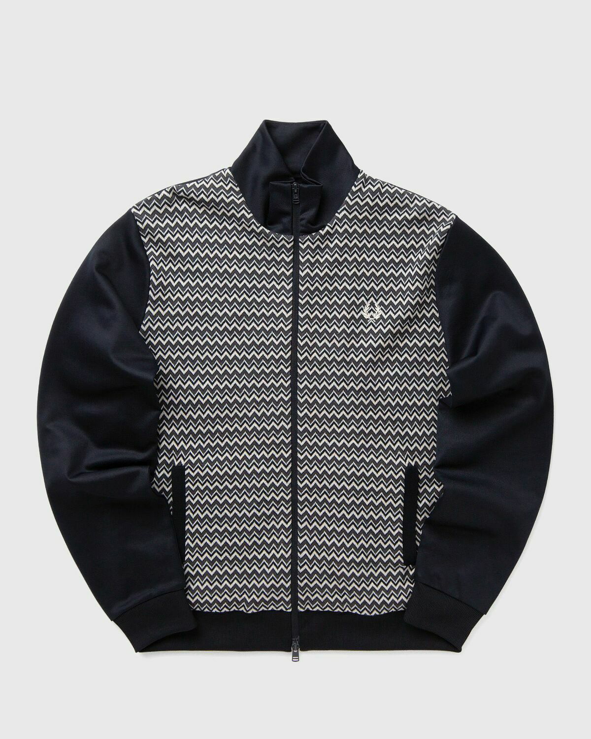 Fred Perry Knitted Panel Track Jacket Blue Track Jackets Fred Perry