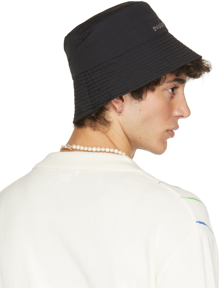 thisisneverthat Black Supplex Long Bill Bucket Hat thisisneverthat