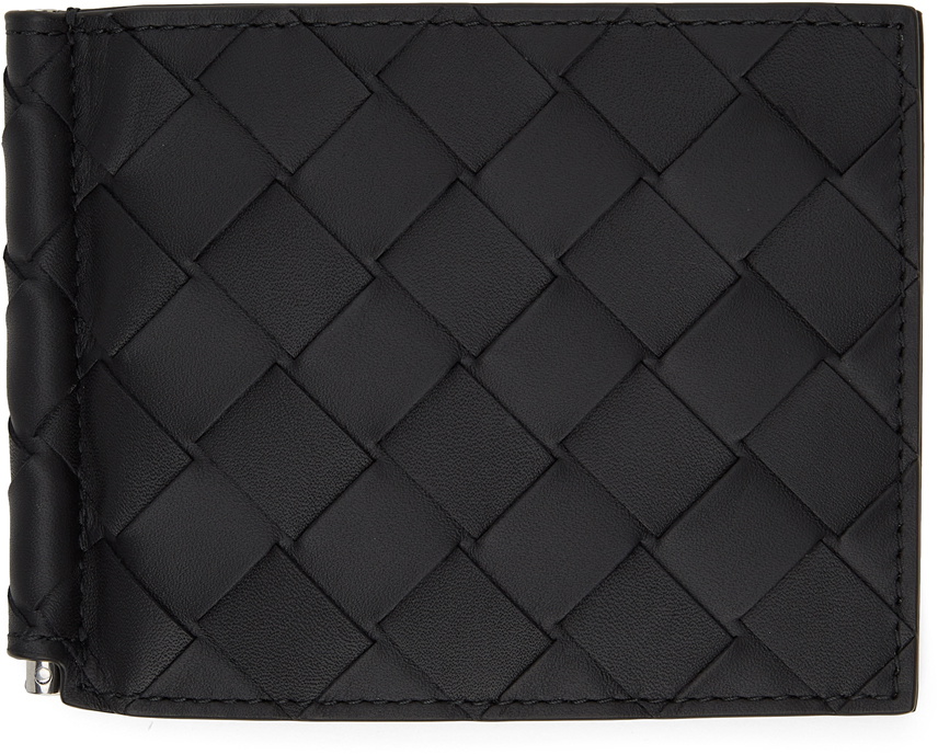 Bottega Veneta Black Intrecciato Bill Clip Bifold Wallet Bottega Veneta