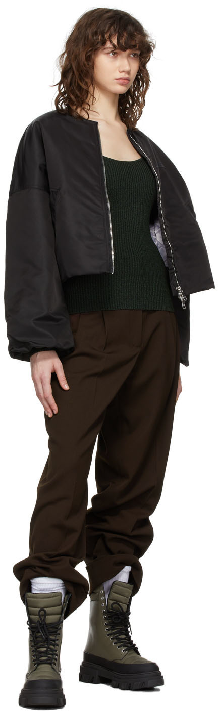 GANNI Green Rib Knit Sweater GANNI