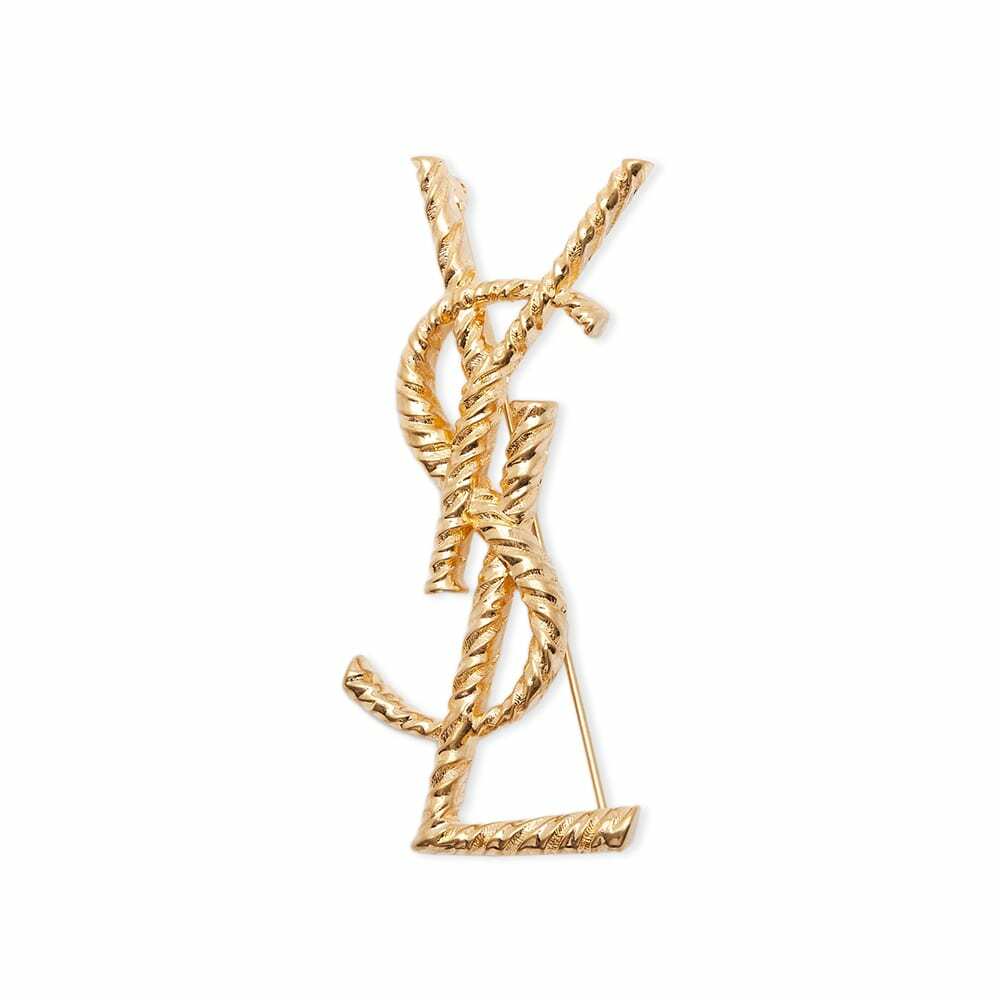 Saint Laurent Men's YSL Brooch in Gold Saint Laurent