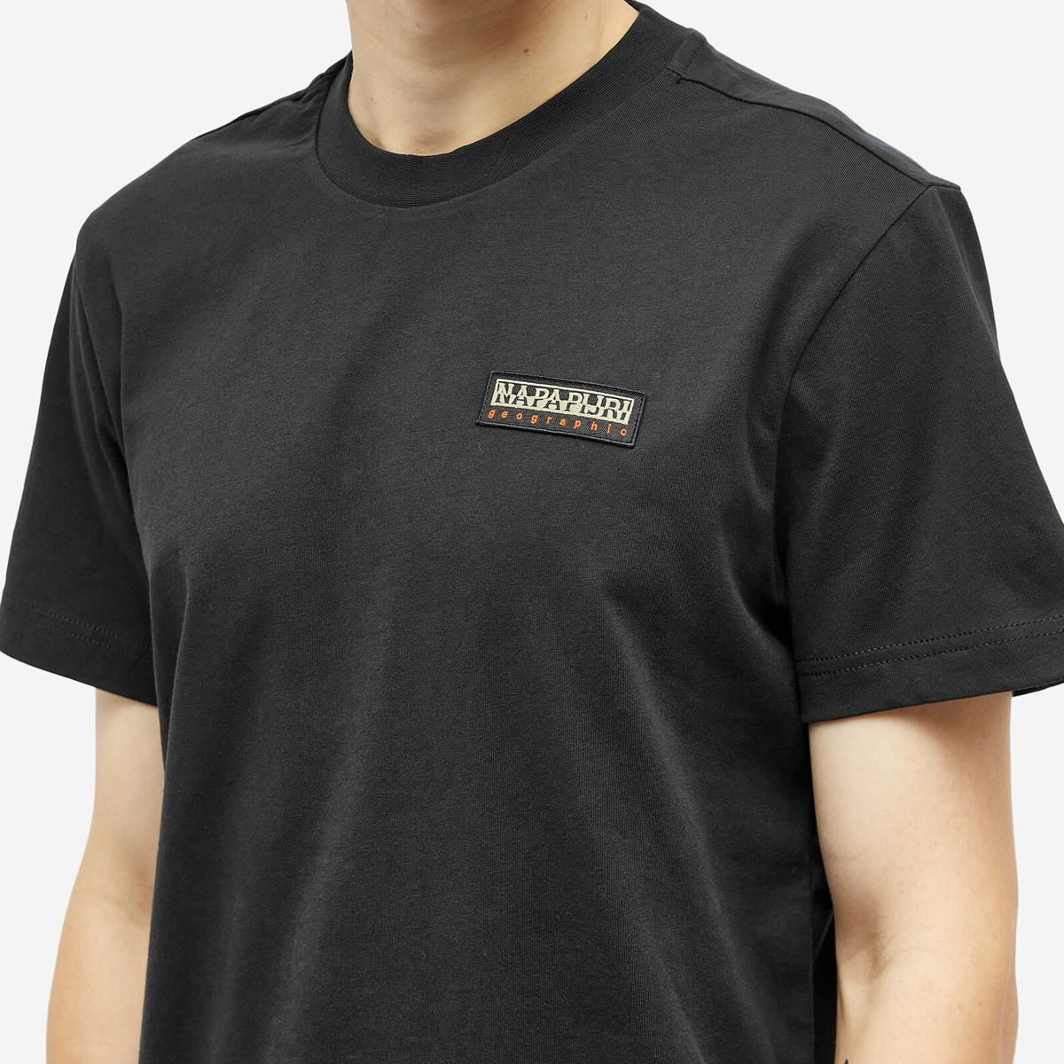 Napapijri Men's Iaato Patch Logo T-Shirt in Black Napapijri