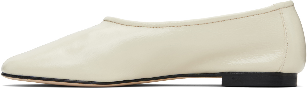 BY FAR Off-White Prudence Creased Leather Ballerina Flats By Far