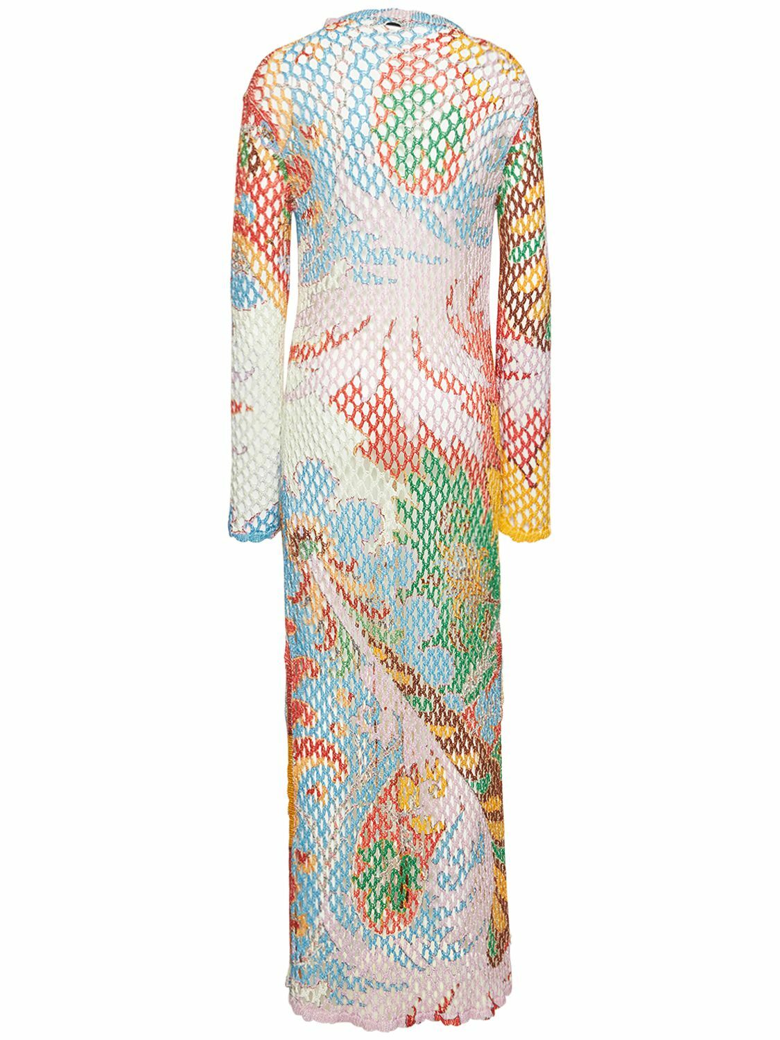 ETRO Multi Open Knit Linen Long Cardigan Etro