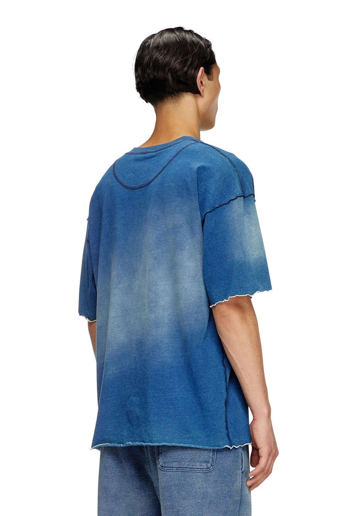 Diesel Faded T-shirt with micro logo - T-Shirts Mens in Blue Diesel