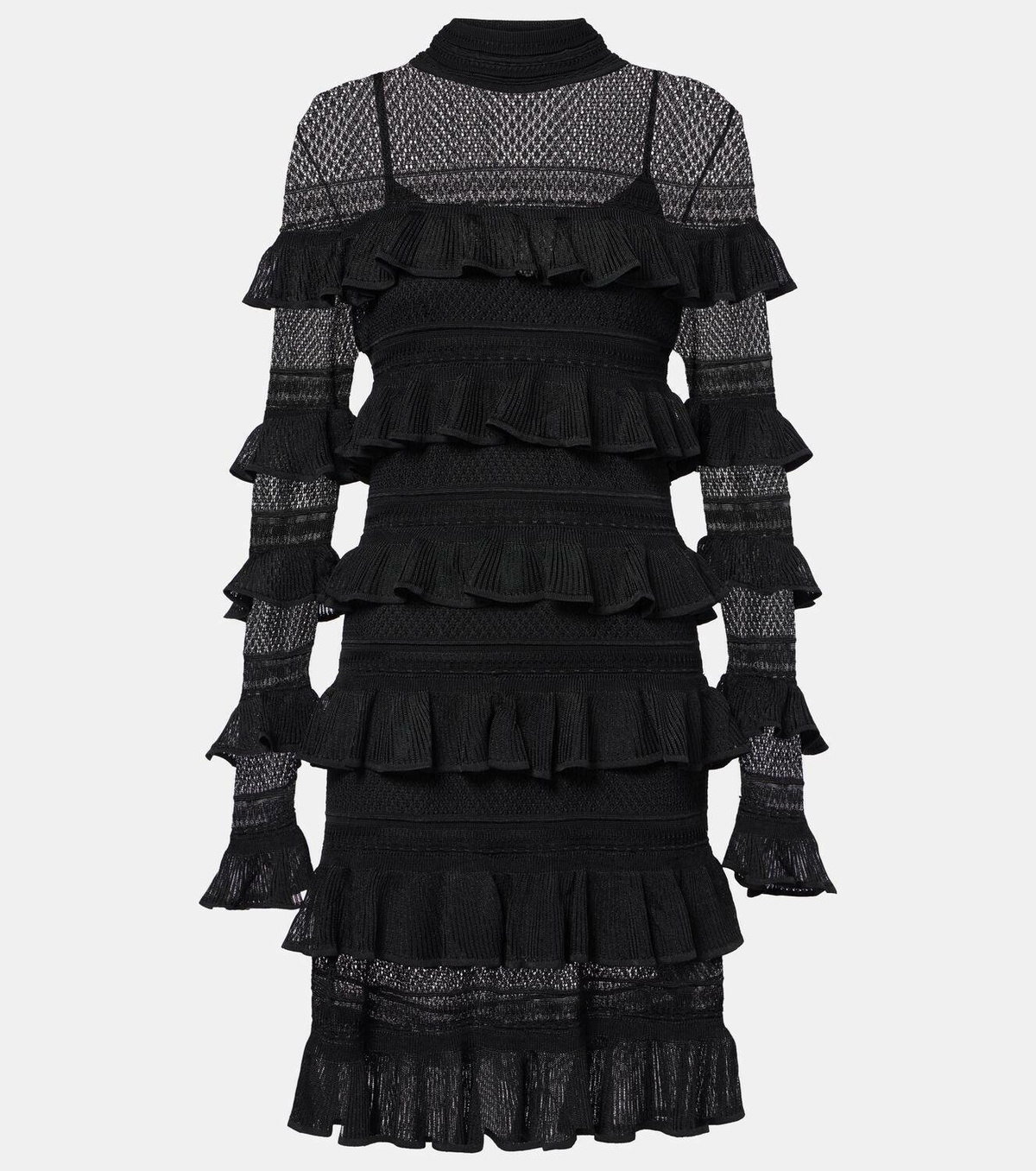 Zimmermann Crush High Neck Frilled knitted minidress Zimmermann