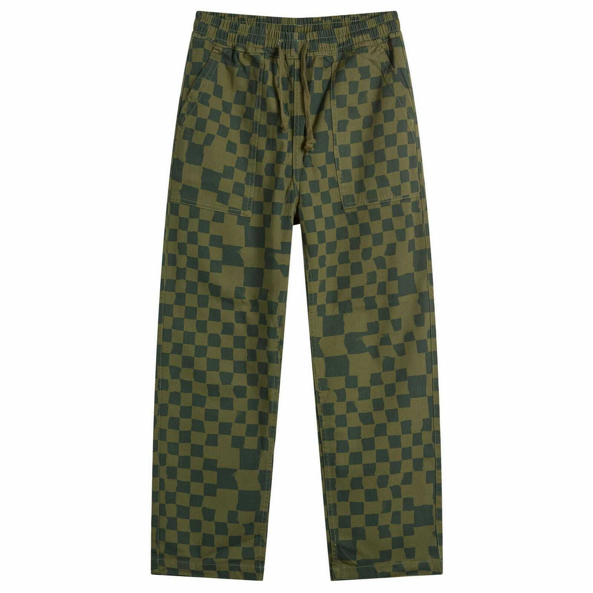 Service Works Men's Printed Chef Pant in Olive Checker Service Works