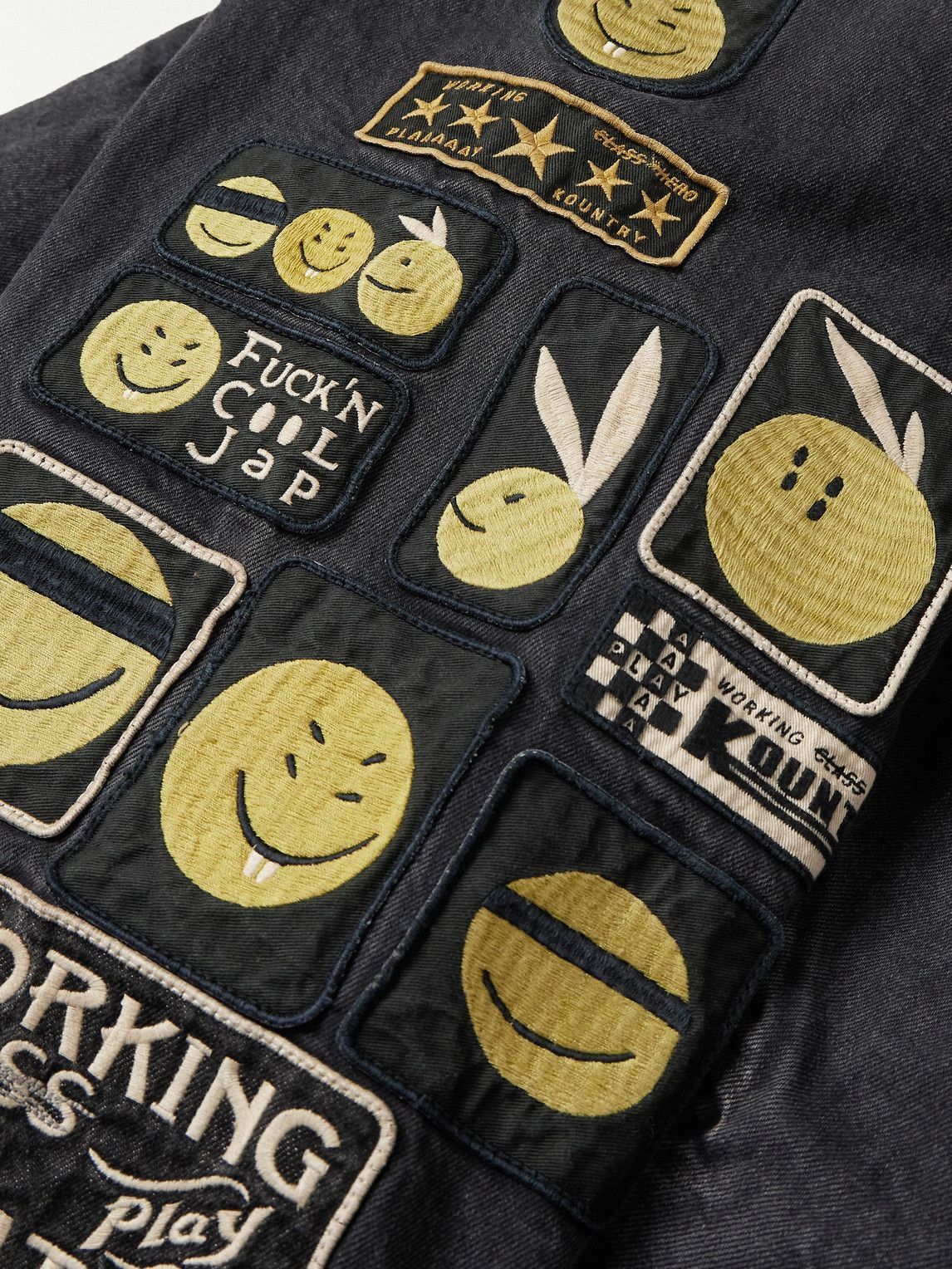 KAPITAL - Logo-Appliquéd Denim Bomber Jacket - Black KAPITAL