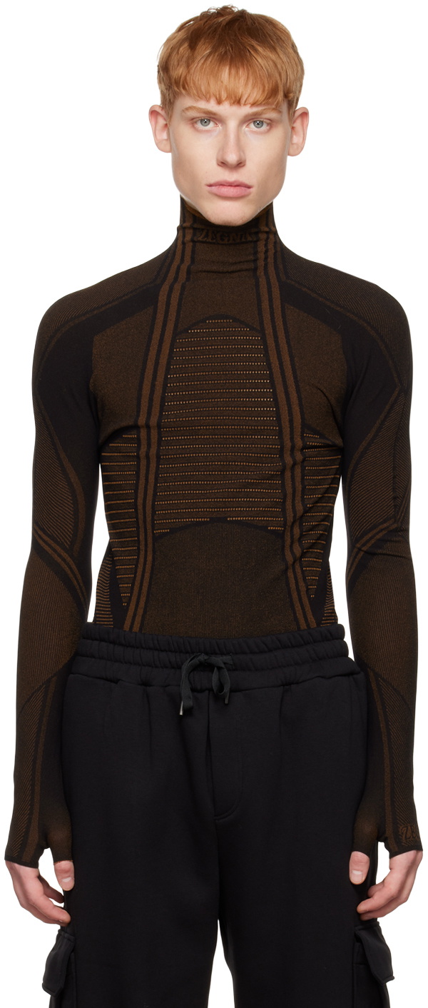 ZEGNA Black & Orange Second Skin Turtleneck Zegna