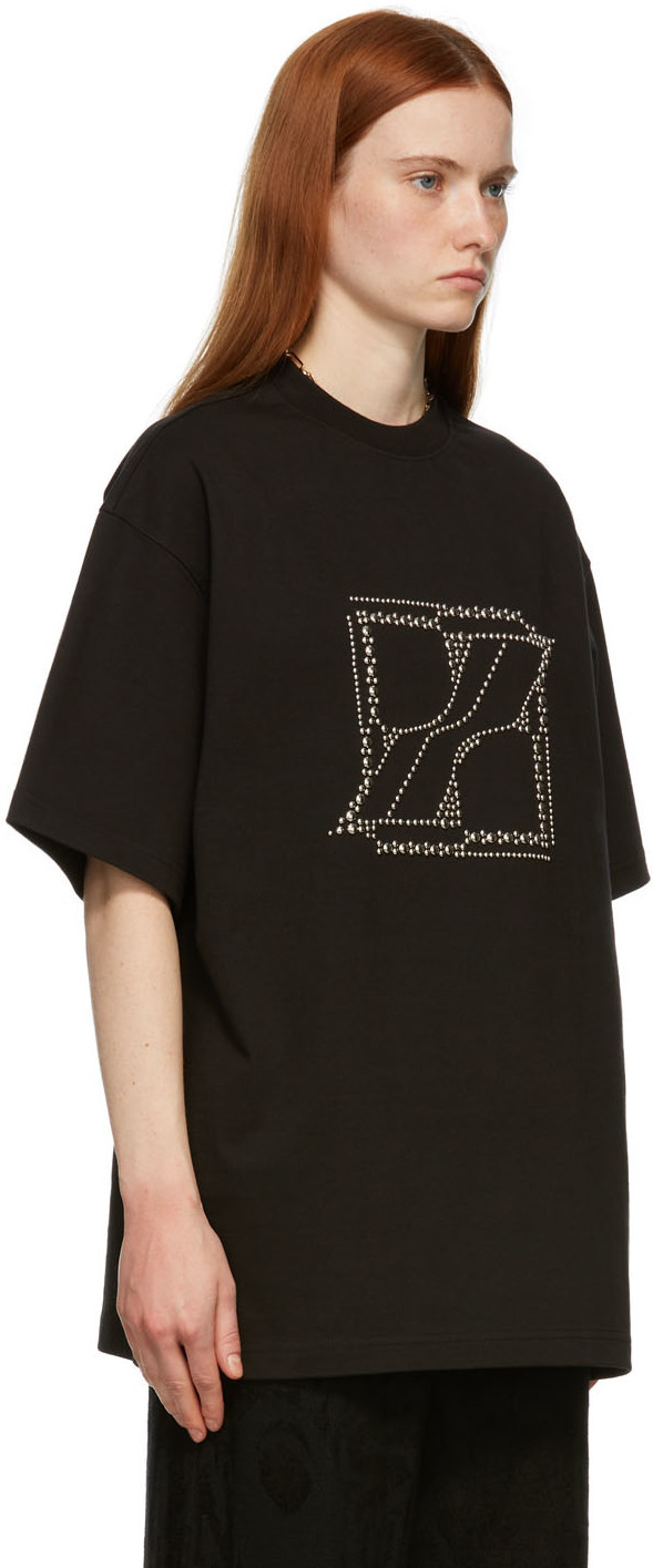 We11done Black Hotfix Logo T-Shirt We11done