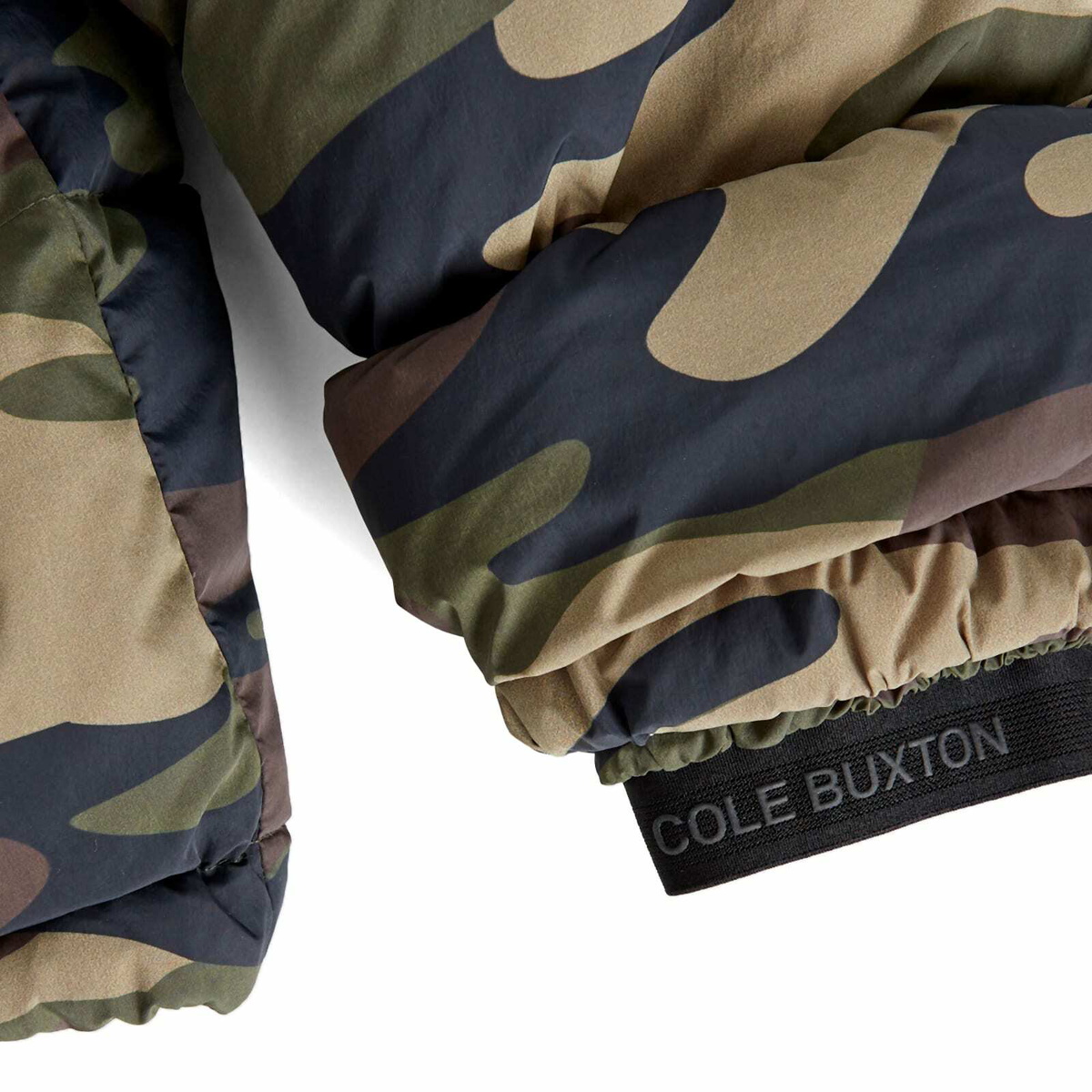 END. x Cole Buxton Hooded Cropped Insulated Puffer in Camo Cole Buxton