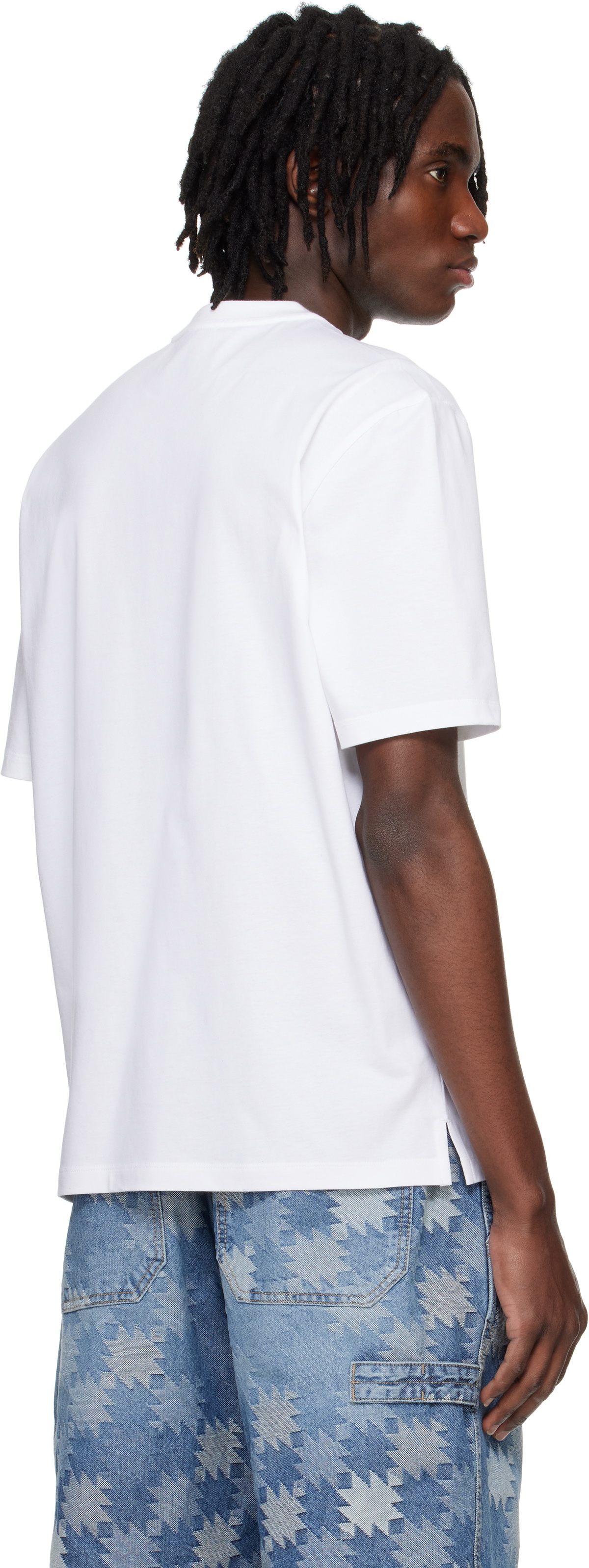 Solid Homme White Embroidered Logo T-shirt Solid Homme