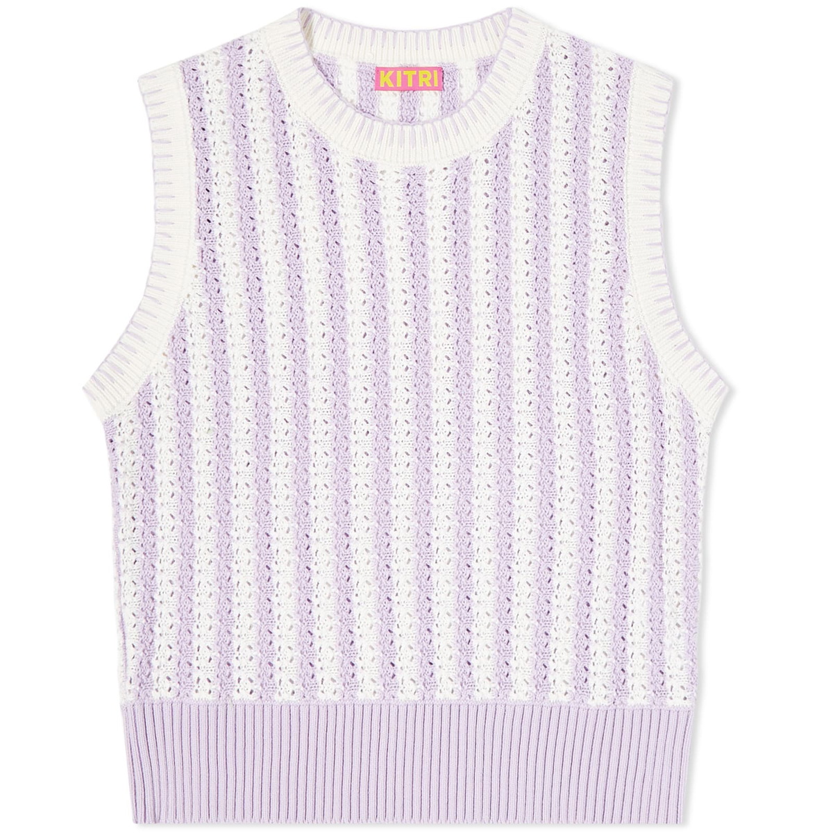 KITRI Women's Marley Lilac Knit Top in Lilac Stripe KITRI