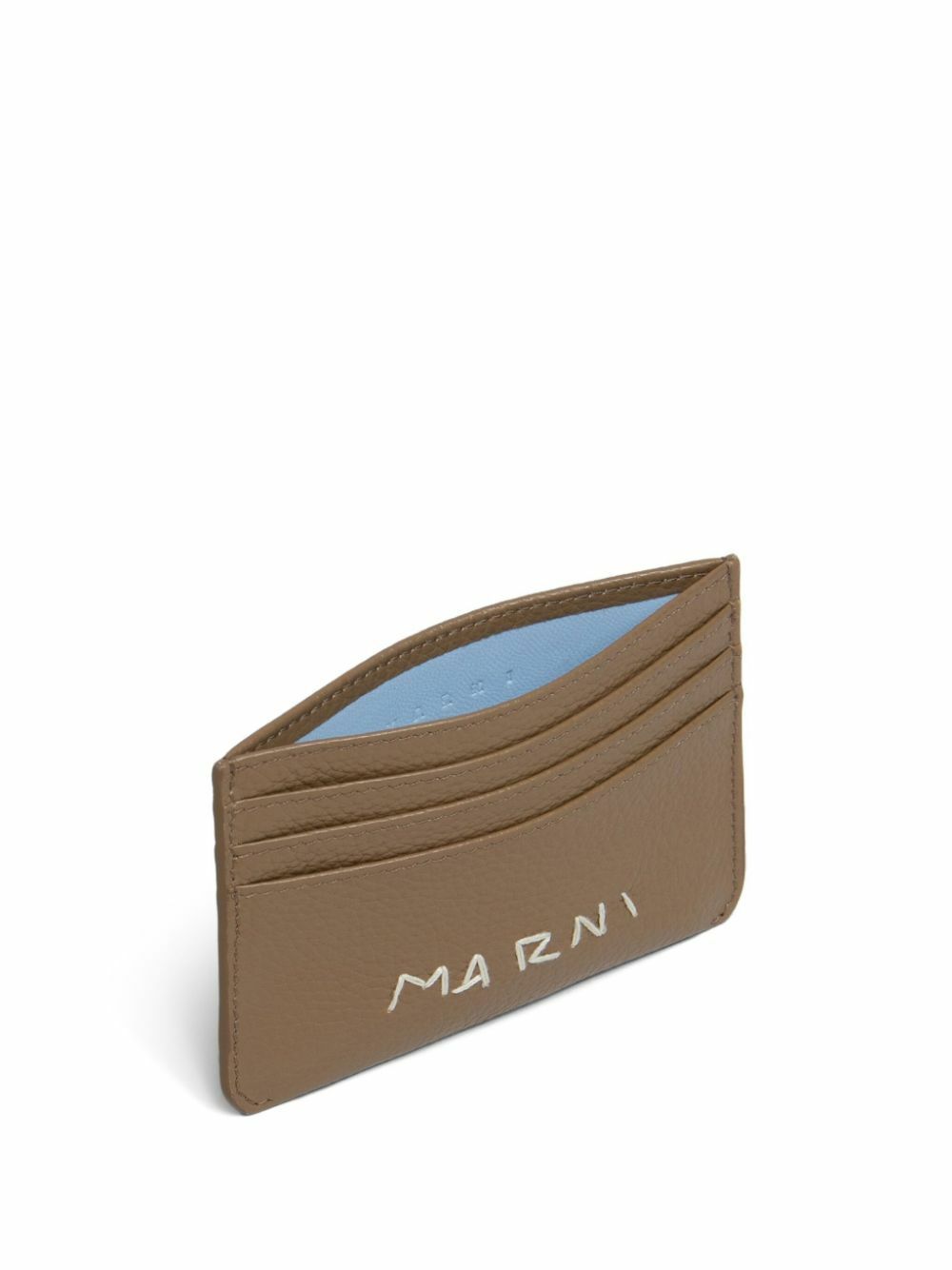 Marni Brown Logo-Embroidered Leather Card Holder Marni
