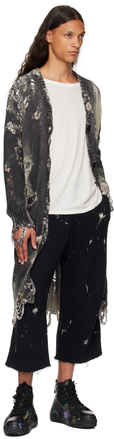 R13 Black Distressed Long Cardigan R13