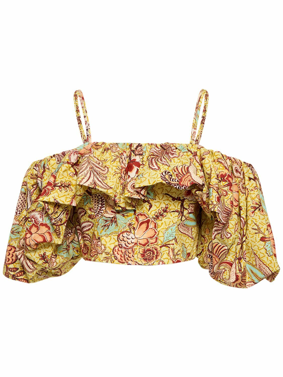 ULLA JOHNSON - Carla Printed Cotton Off-shoulder Top Ulla Johnson