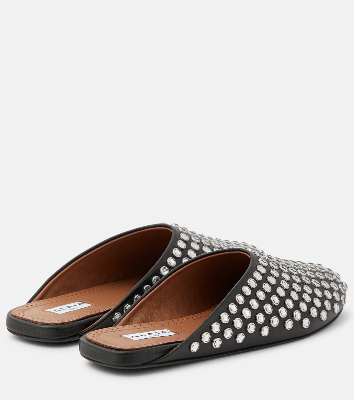 Alaïa Crystal-embellished leather mules ALAÏA Alaïa Crystal-embellished leather mules ALAÏA
