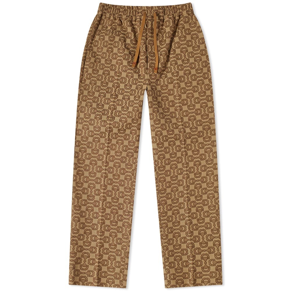 Gucci Men's Horse Bit Monogram Drawstring Pant in Tan Gucci