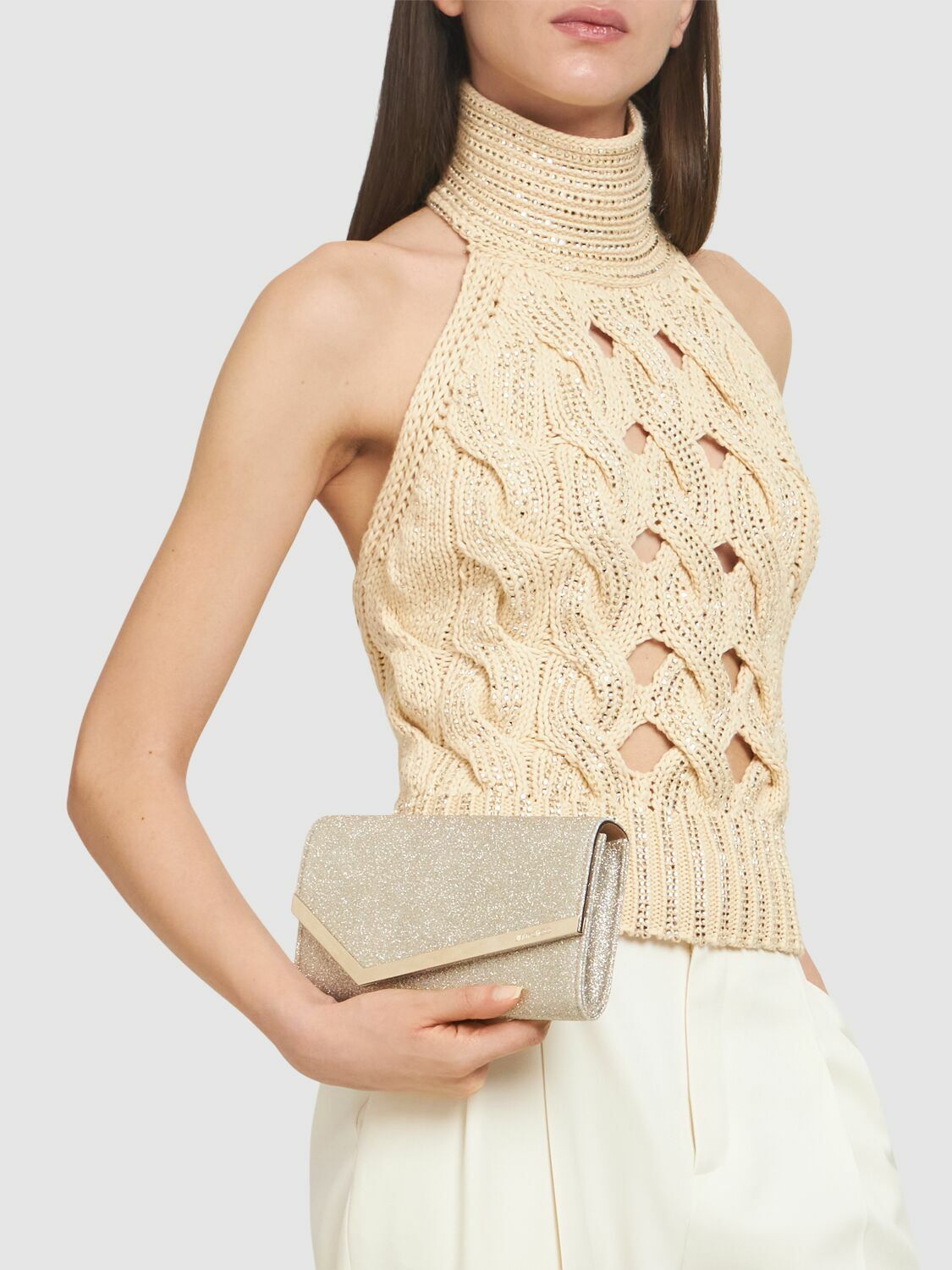 JIMMY CHOO - Emmie Infinity Glittered Clutch Jimmy Choo