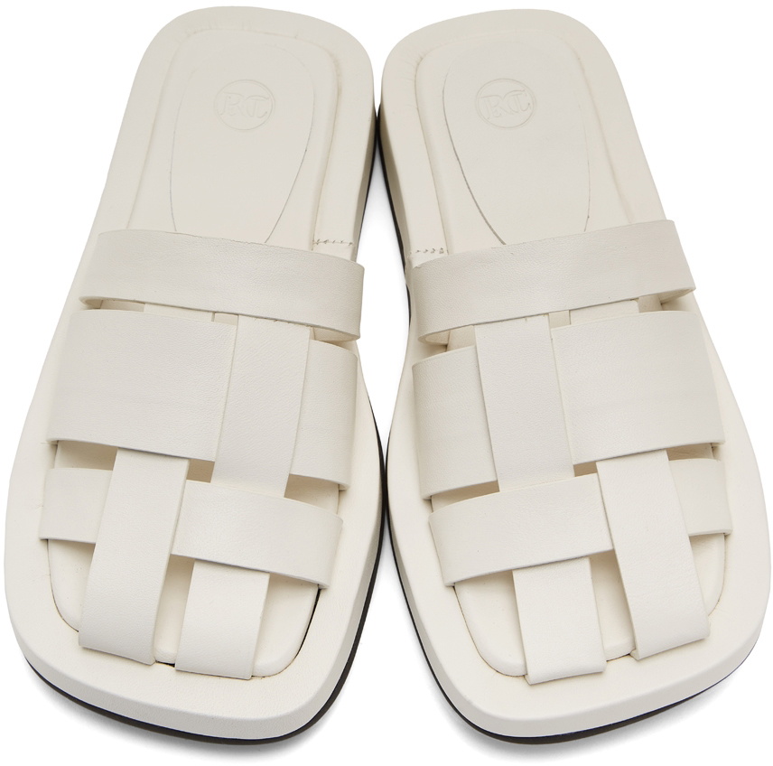 Recto White Cross Strap Square Slides Recto