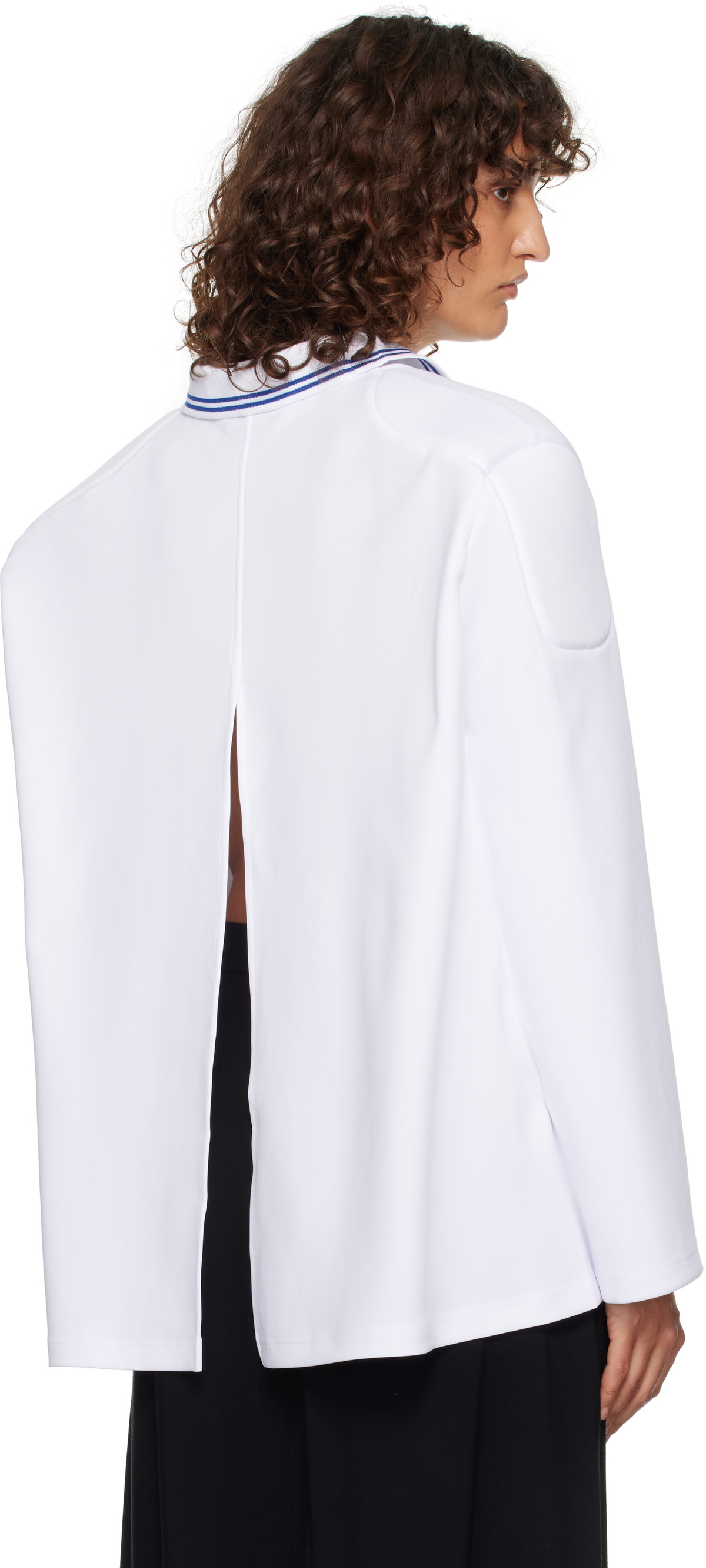Pushbutton White Cape Style Jersey Polo Pushbutton
