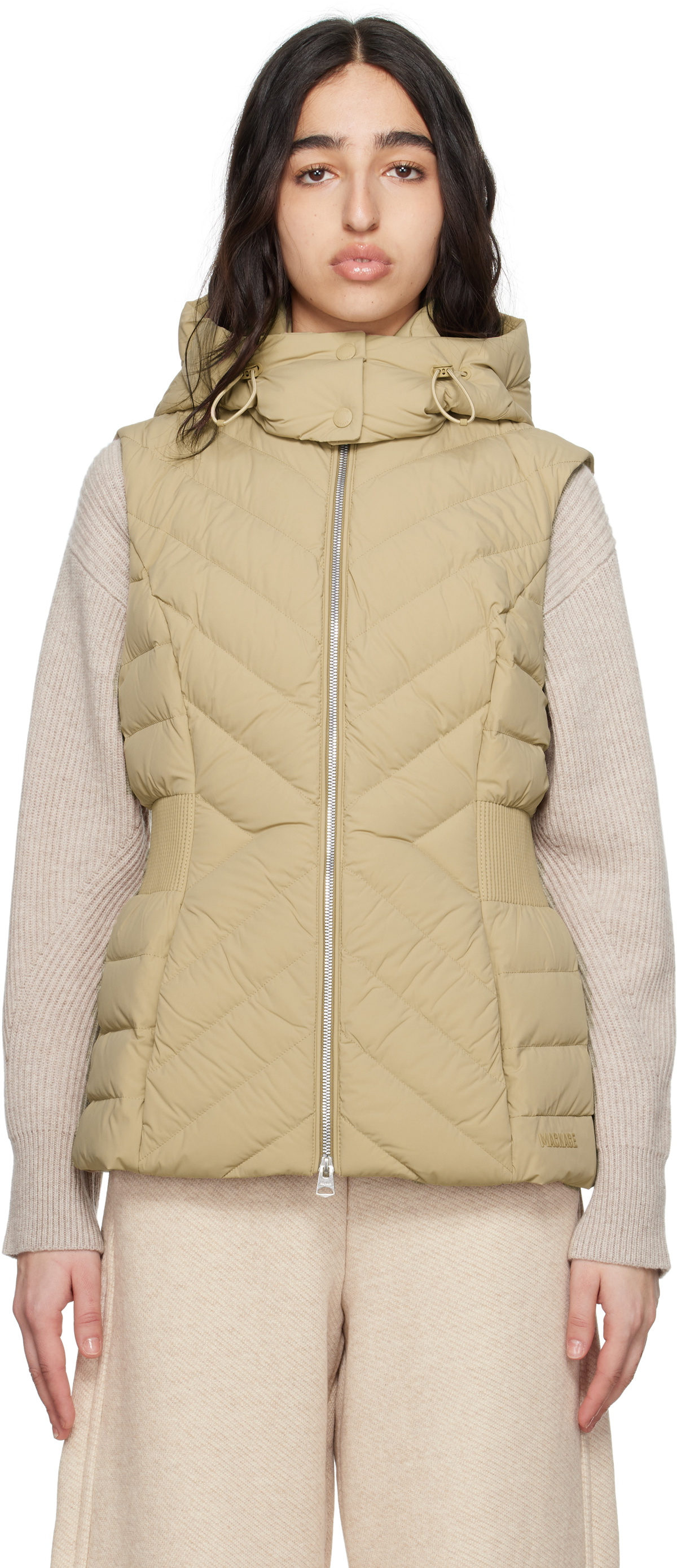 MACKAGE Beige Hoshi Hooded Light Down Vest Mackage