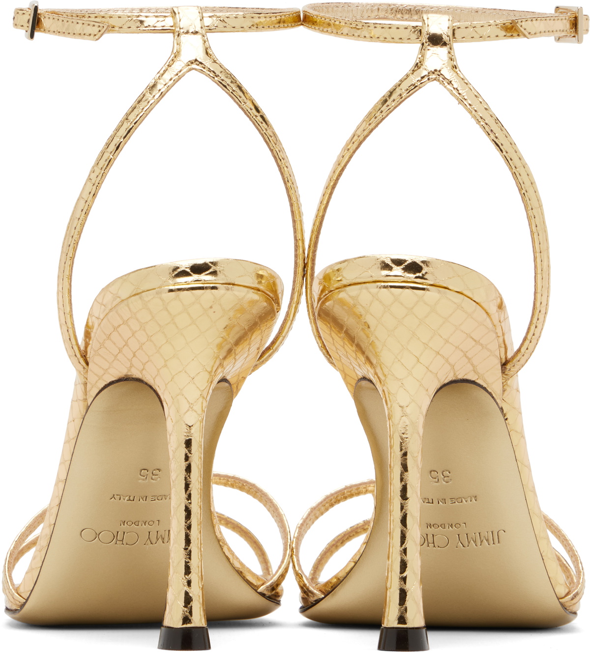 Jimmy Choo Gold Leo 100 Candy Wrap Heeled Sandals Jimmy Choo