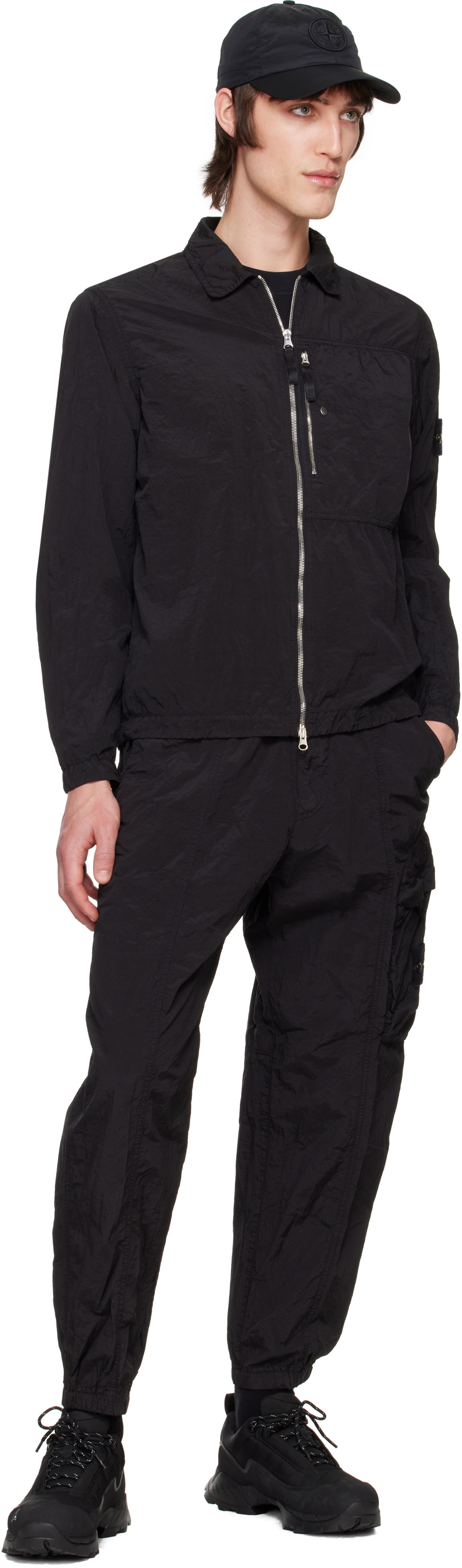 Stone Island Black Regenerated Nylon Metal ECONYL Overshirt Stone Island