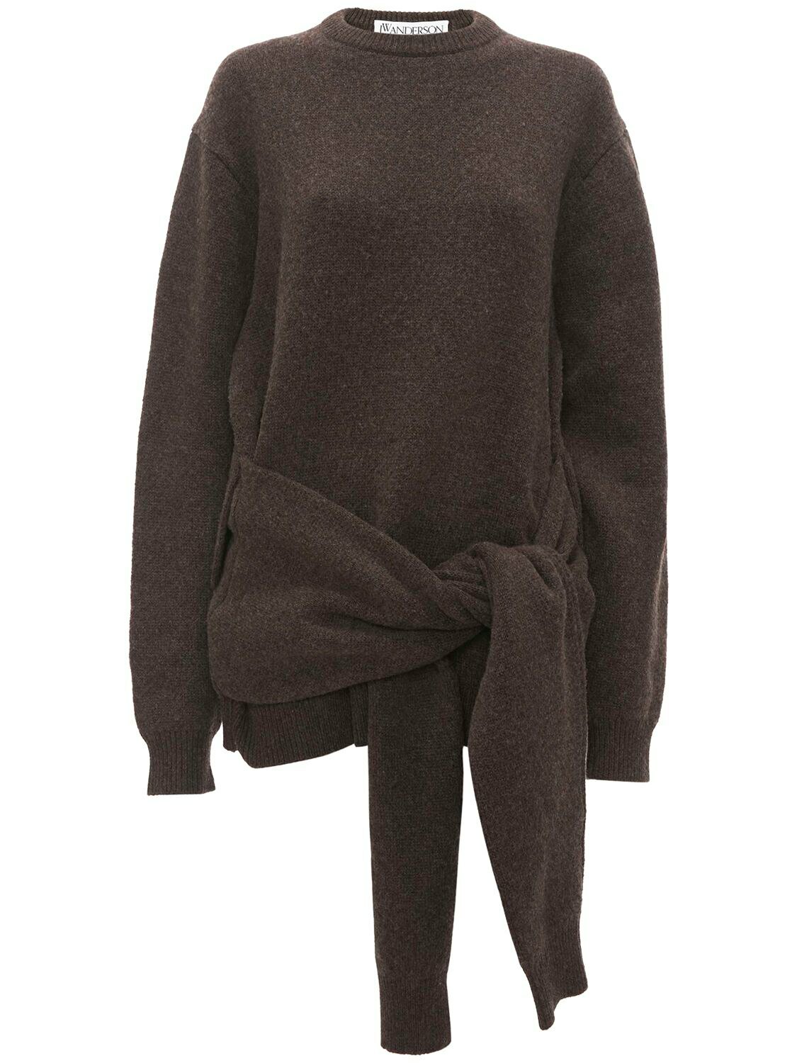 JW ANDERSON Draped Tie-front Knit Sweater JW Anderson