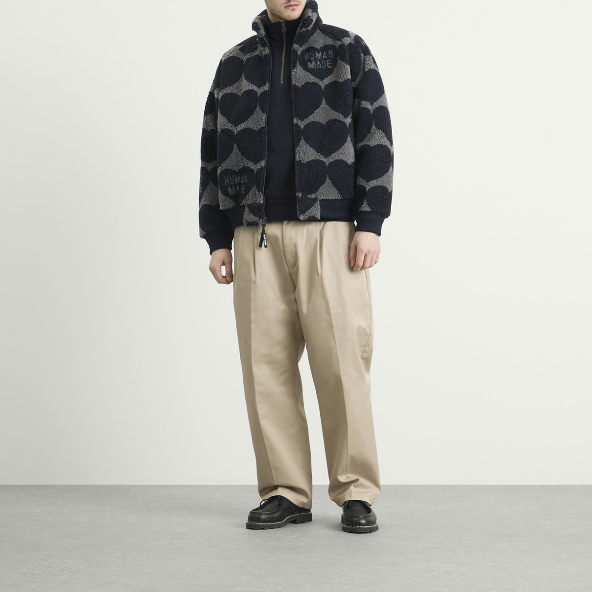 Human Made Men's Heart Fleece Jacket in Navy Human Made