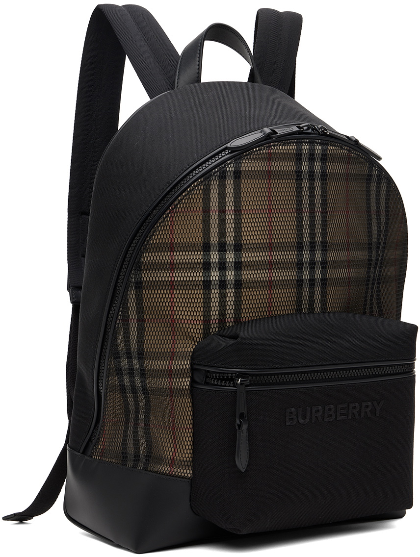 Burberry Black & Beige Check Backpack Burberry