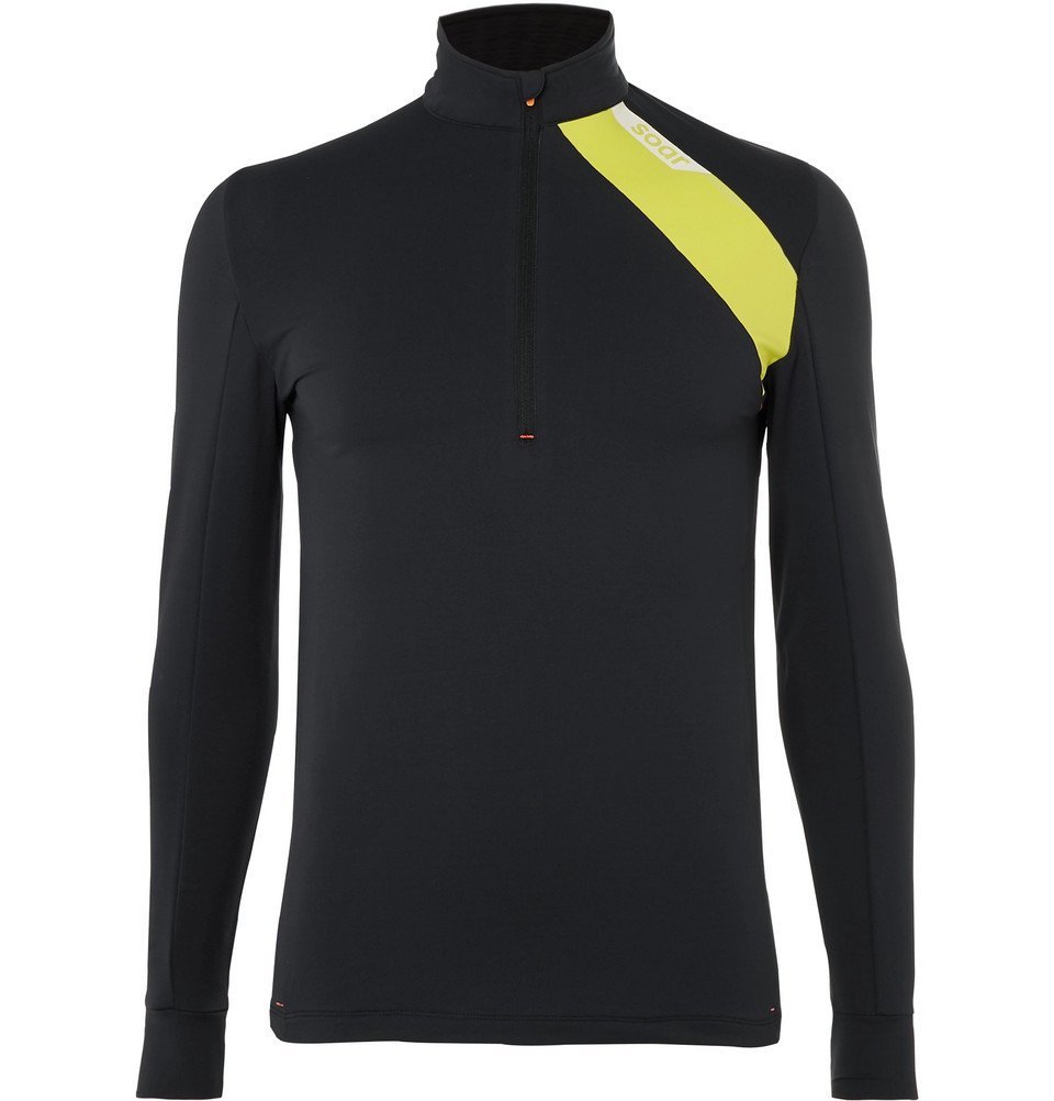 Soar Running - Mid-Temperature Half-Zip Stretch-Jersey Top - Black Soar ...