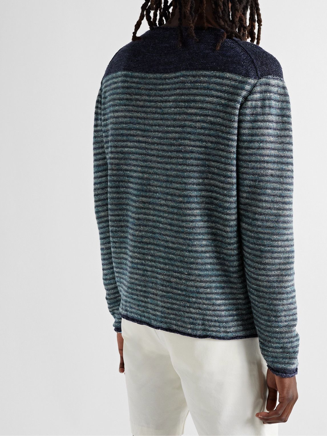 Inis Meáin - Striped Linen Sweater - Blue Inis Meáin