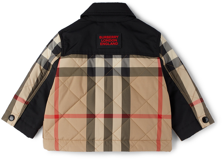 Burberry Baby Beige Check Quilted Jacket Burberry