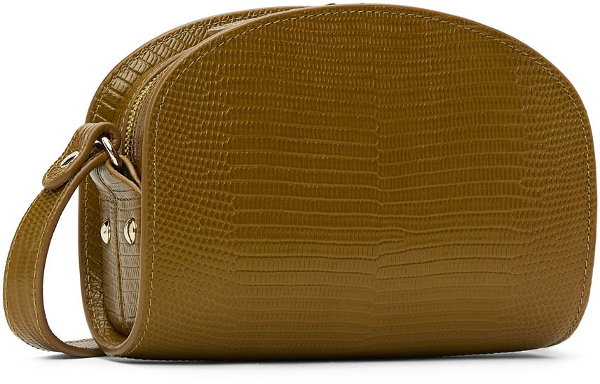 A.P.C. Khaki Lizard Mini Demi Lune Bag A.P.C.