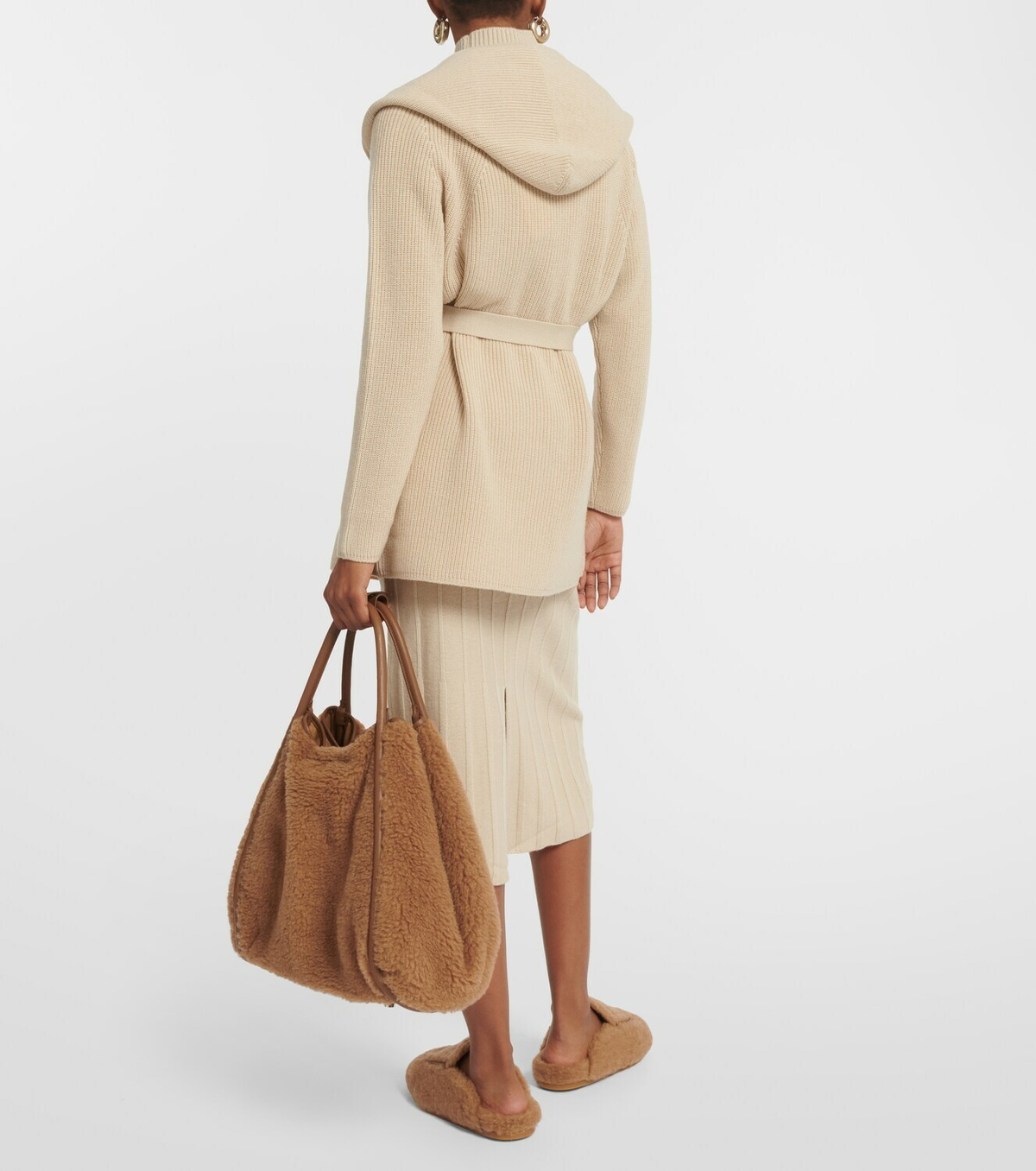 Max Mara Nava ribbed-knit virgin wool wrap coat Max Mara