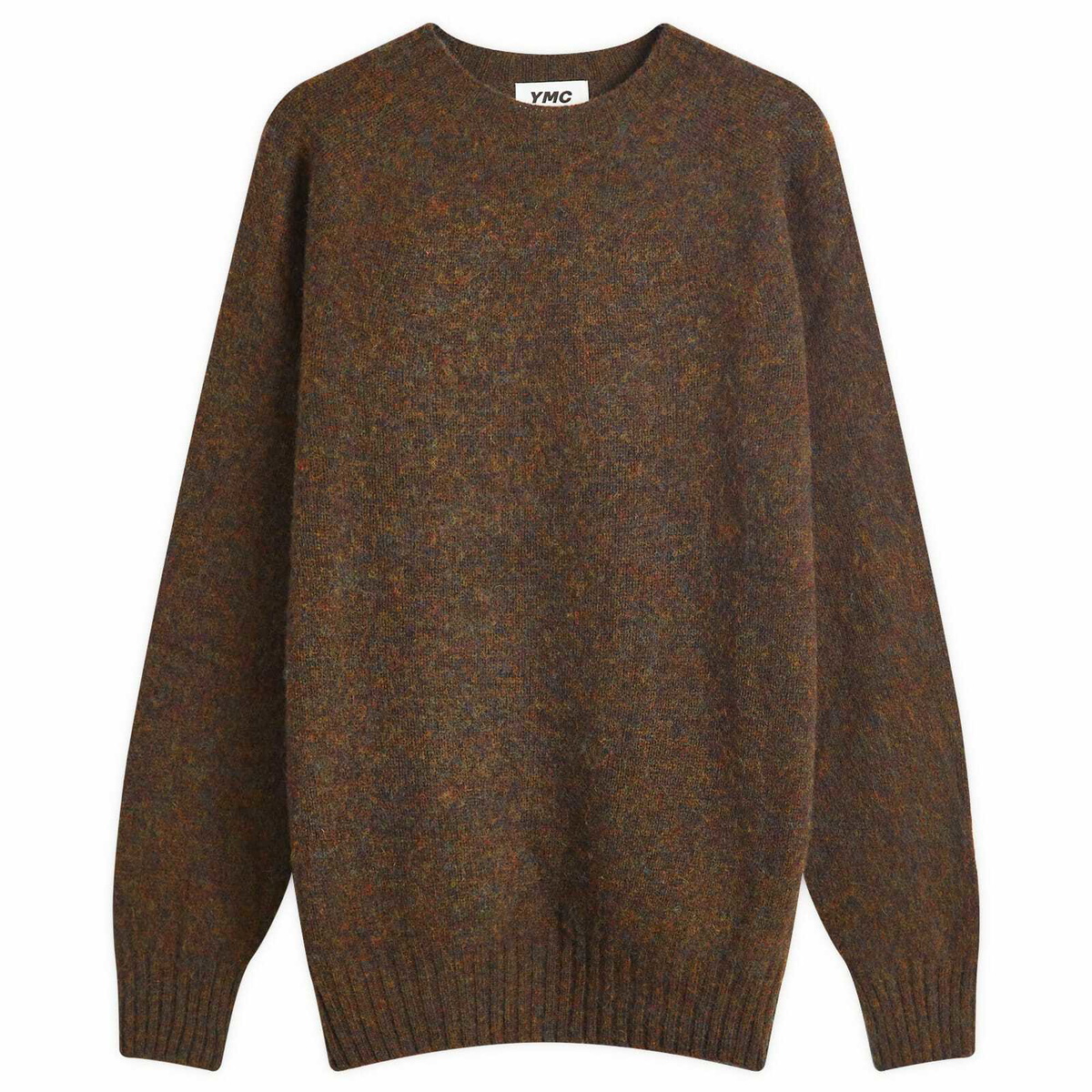YMC Men's Suedehead Crew Knit in Brown YMC