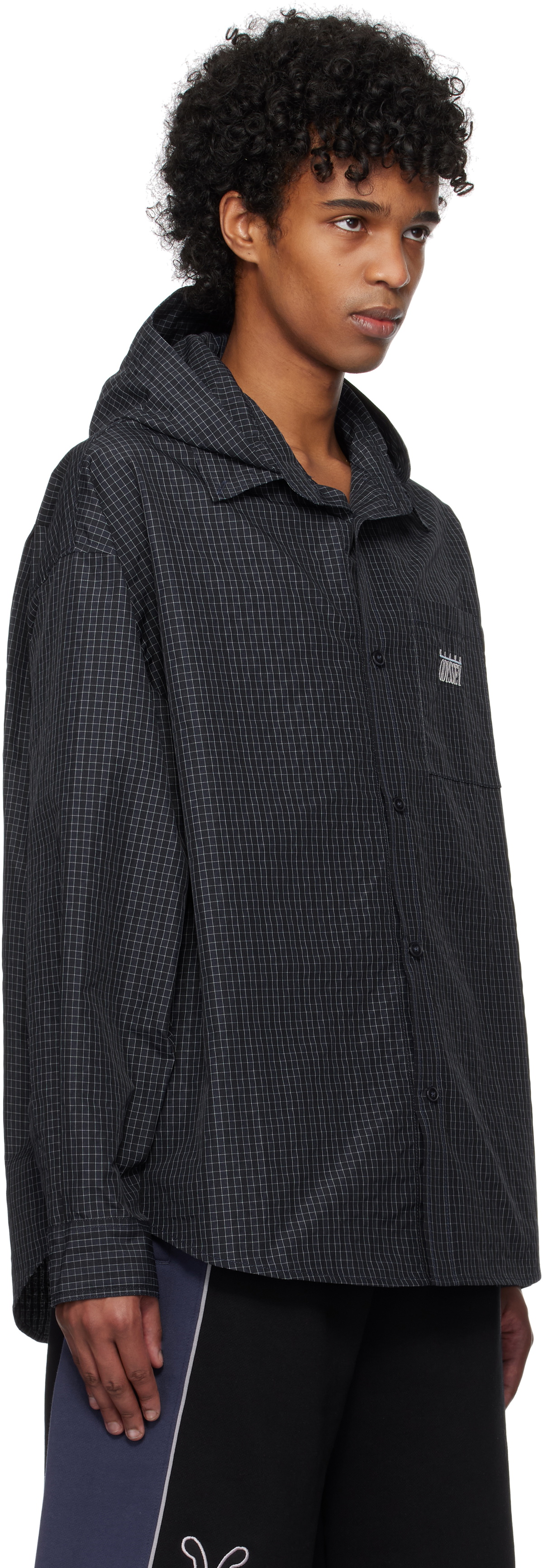 Kijun Navy & Black Check Hoodie Shirt Kijun