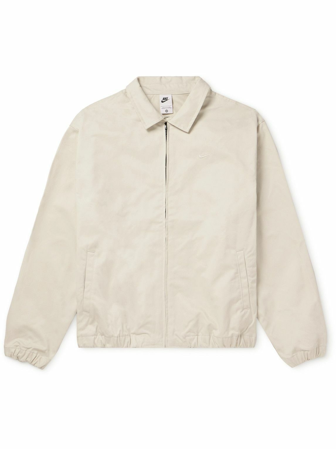 Nike - Logo-Embroidered Cotton-Twill Harrington Jacket - Neutrals Nike